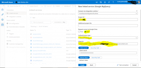 How to connect Azure Data Factory (ADF) to Google BigQuery